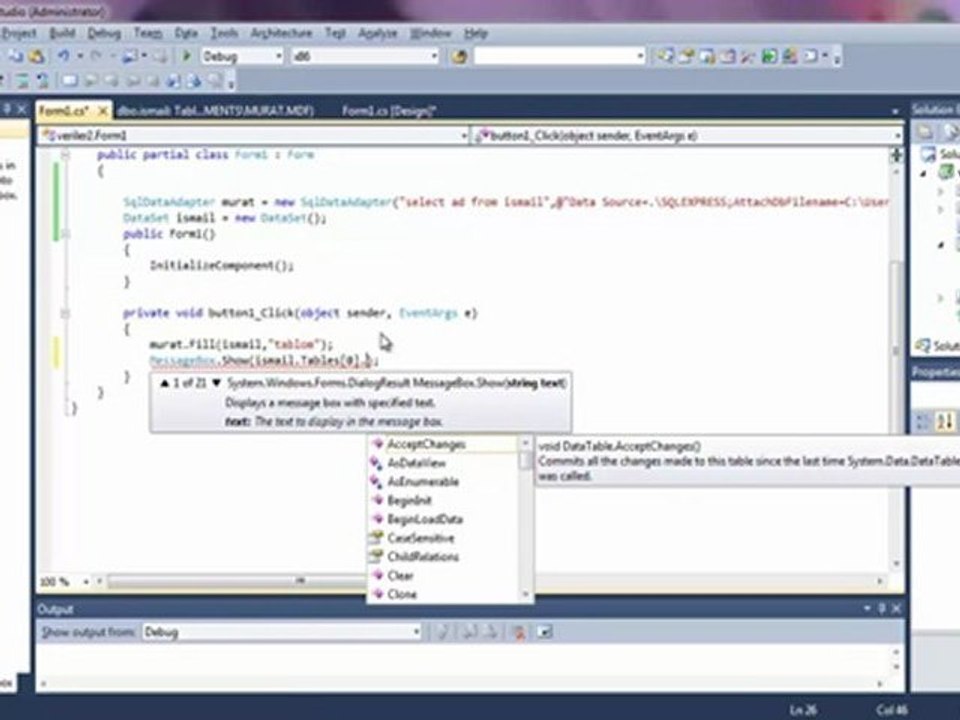 C# Veri Tabanı 2 Kodlarla Veri Çekme (ismail çelik) - Dailymotion Video
