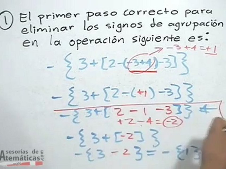 Ejercicio de simplificación de una expresión con signos de agrupación ...
