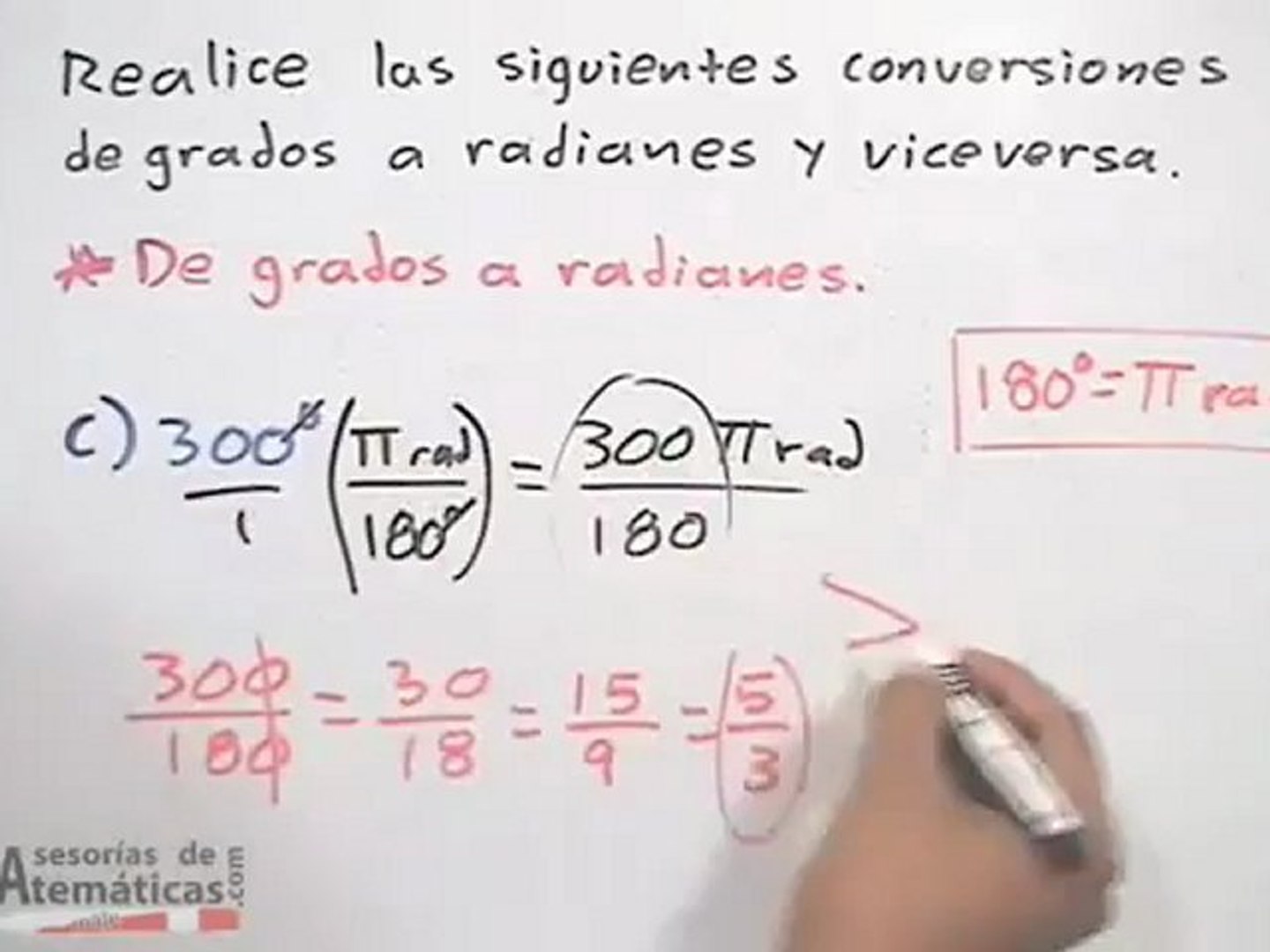 Hoja De Trabajo Para Convertir Radianes A Grados