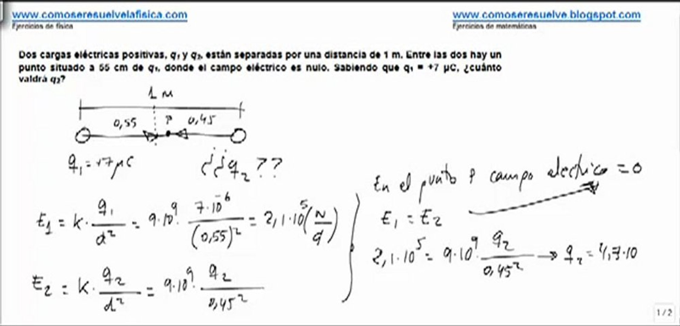 Como Calcular Campo Electrico Entre Dos Cargas - Catalog Library