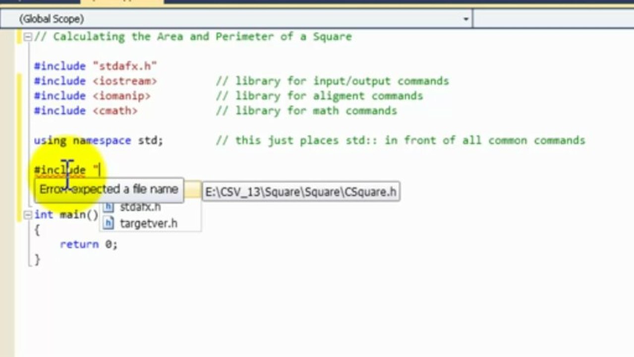 How to Find the Area and Perimeter of a Square using C++ Object Oriented Programming - video ...