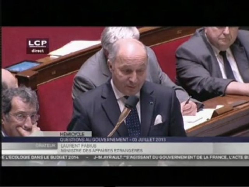 Réponse de Laurent Fabius à une question d'actualité à l'Assemblée ...
