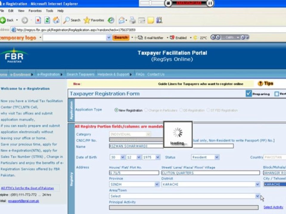 TAX PAYER E-REGISTERATION (Via www.e.fbr.gov.pk) - video Dailymotion
