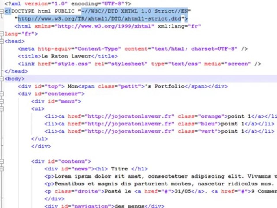 Tutoriel HTML/CSS - Créer un site web : Intégration - Vidéo Dailymotion