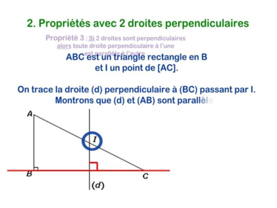 Propriétés des droites parallèles et perpendiculaires - Vidéo Dailymotion