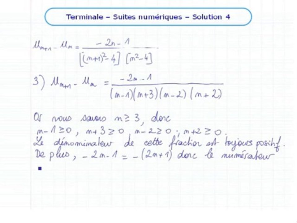 Les suites et la récurrence - Exo 4 - Vidéo Dailymotion