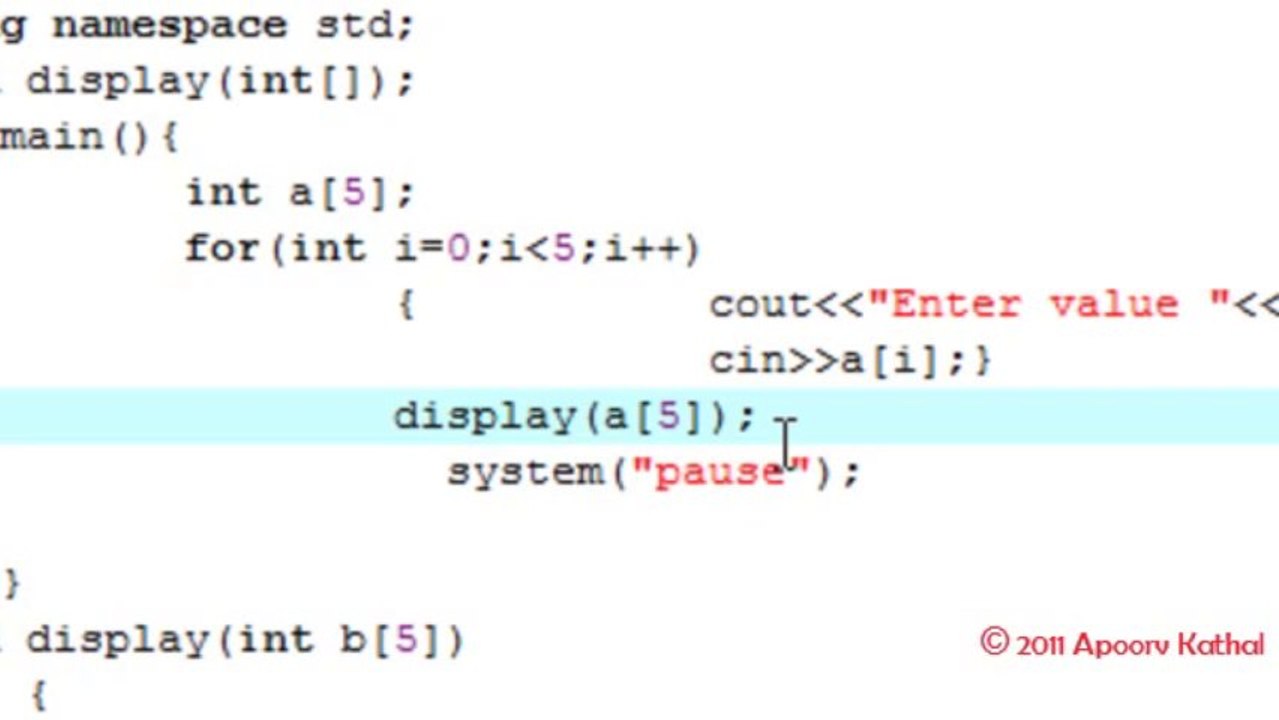 C++ in Hindi Urdu -23 Calling functions with Arrays - video Dailymotion