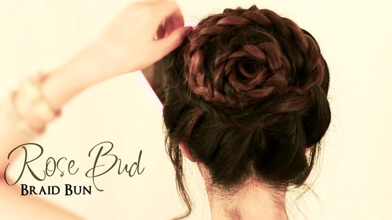 How to Do a Rose Bud Braid Bun | Cute Hairstyles for Medium Long Hair ...