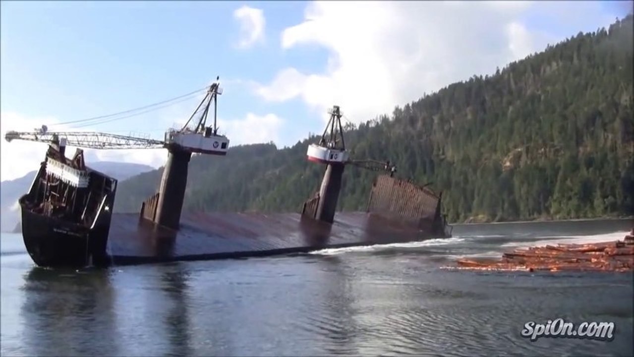 Cargo Ship Tips Over To Dump Lumber - Vidéo Dailymotion