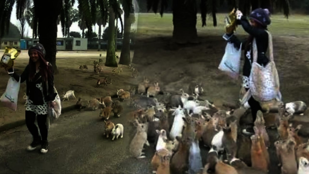 Woman Becomes Pied Piper of Rabbit Island: RABBIT STAMPEDE - video ...