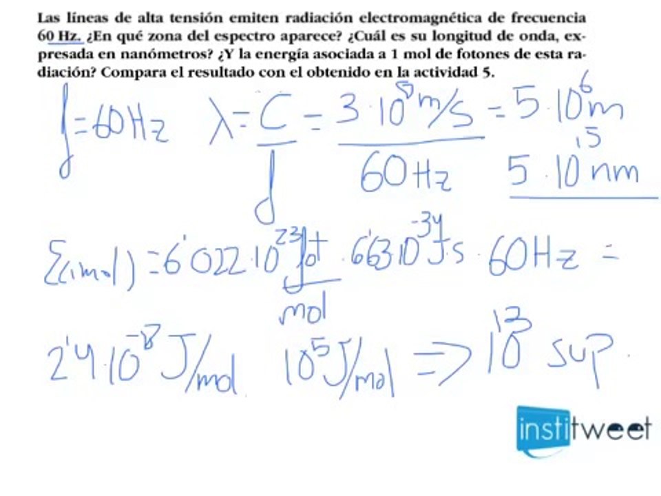 Calcular longitud de onda, energia, y comparar energías a distintas ...