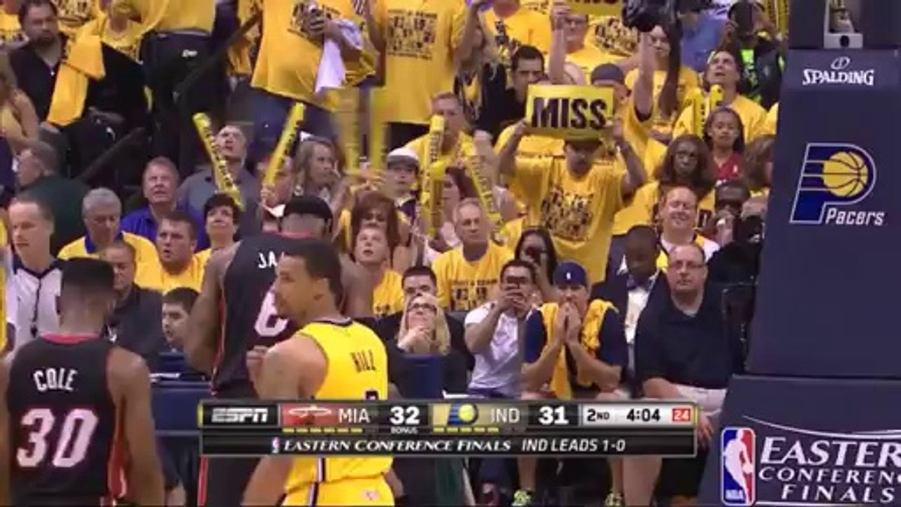 Pacers Crowd He's a flopper during LeBron James free-throw (Game 2, ECF ...