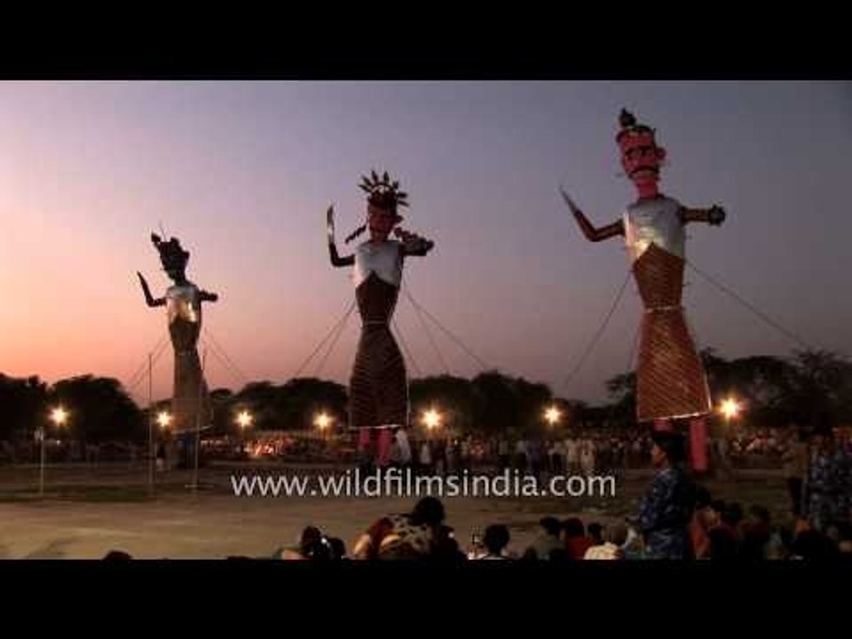 Ravana, Kumbhakarna and Meghanada effigies at Dussehra celebrations ...