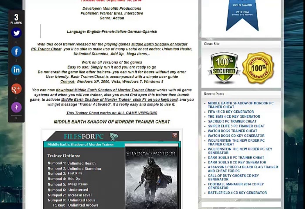 Middle-Earth Shadow of Mordor cheat codes [ October 02, 2014 ] - video ...