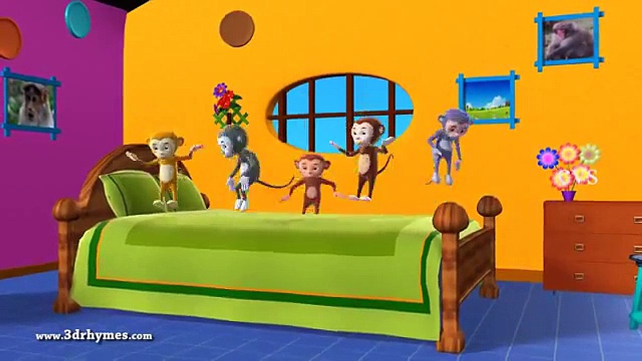Five Little Monkeys Jumping on the bed - 3D Animation English Nursery ...