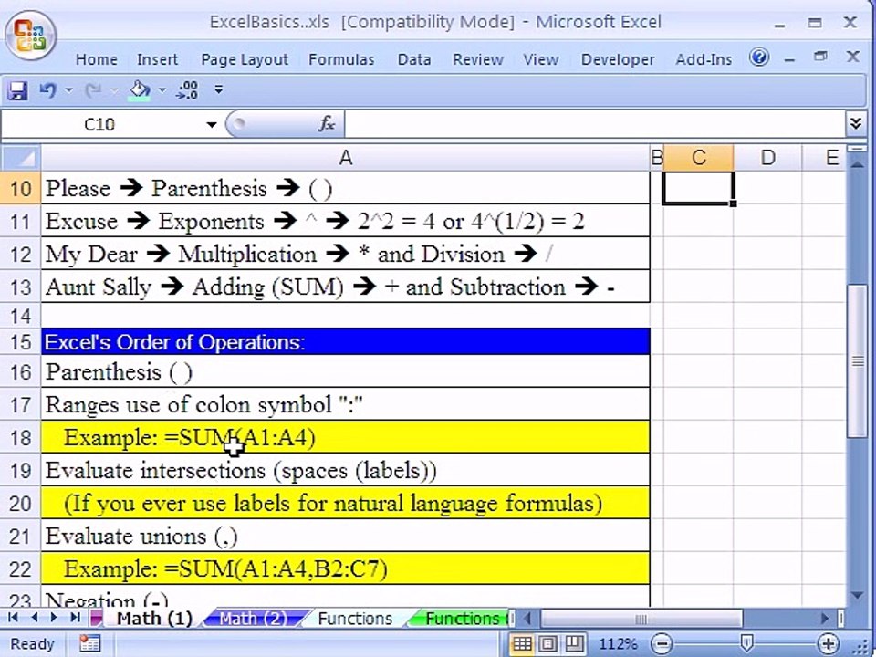 Excel Basics #5- Formulas Operators and Math - video Dailymotion
