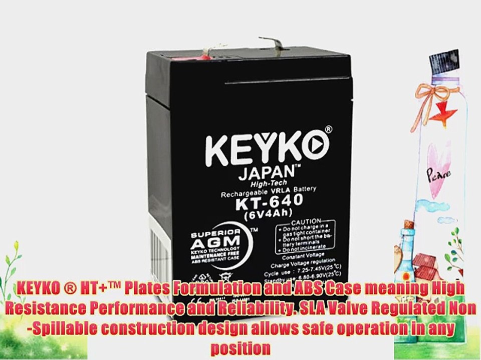 6V 4Ah Sealed Lead Acid SLA Battery Genuine KEYKO ? KT-640 (W/ F-1 ...
