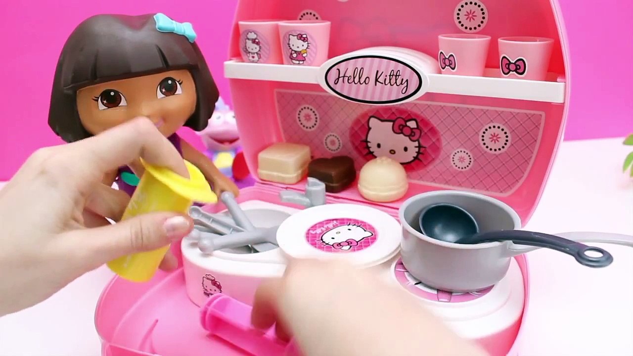 Dora The Explorer Chef Hello Kitty Mini Kitchen Play Doh Food Toy Food ...