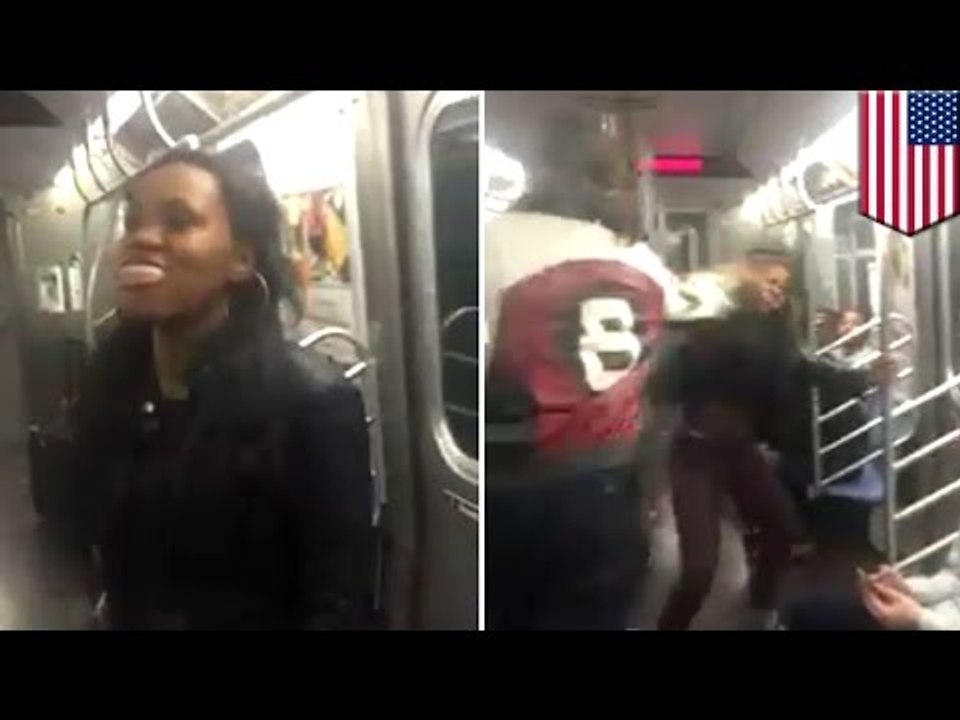New York subway slap triggers massive brawl and four arrests - video ...