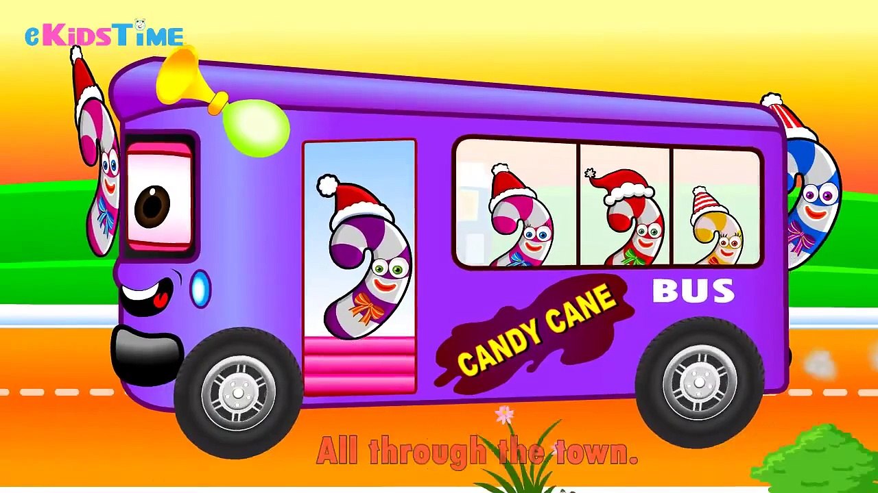 Candy Cane Cartoon - The Wheels On The Bus Nursery Rhyme - Kids ...