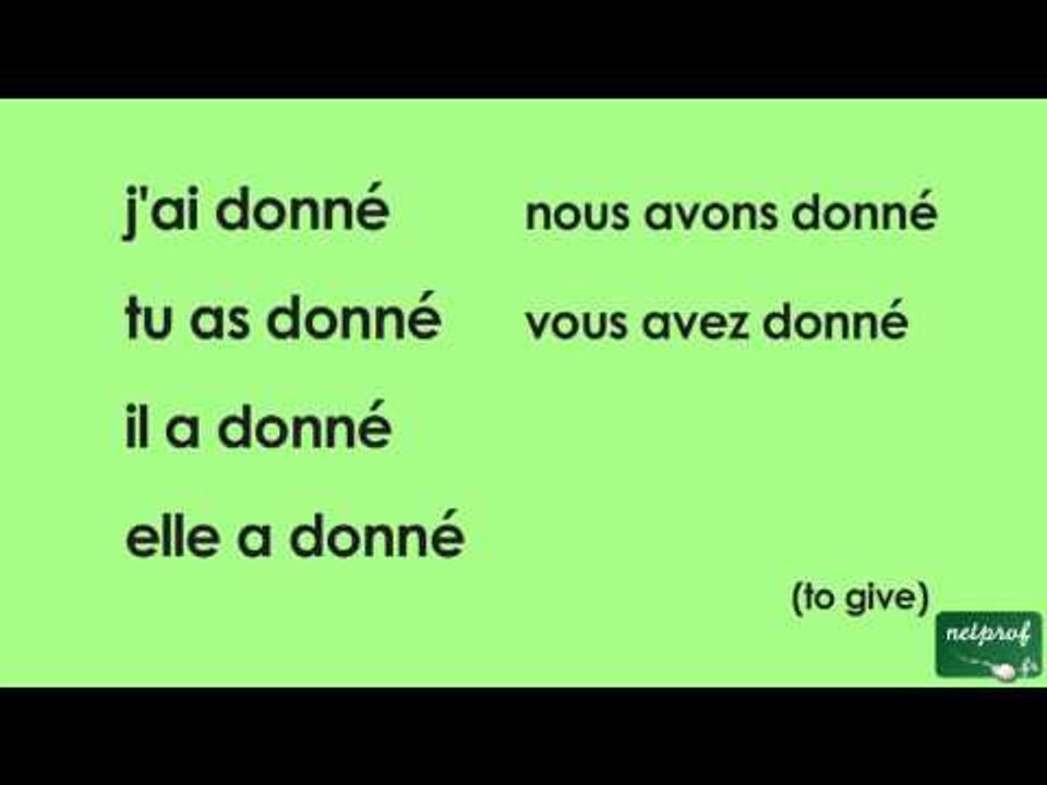 Conjugaison du verbe donner au passé composé de l'indicatif - Vidéo ...