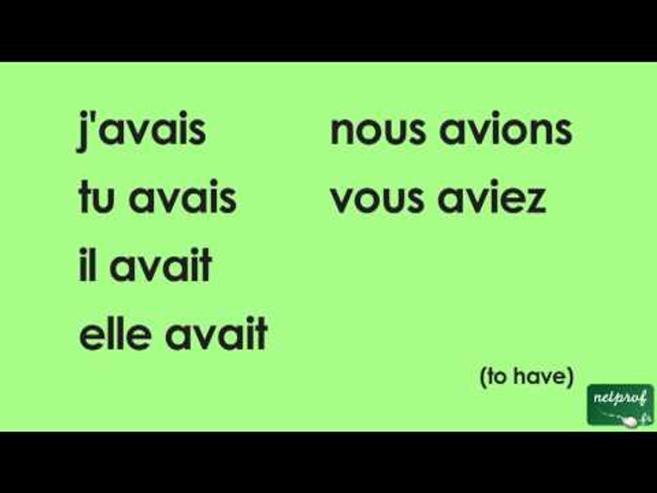 Conjugaison du verbe avoir à l'imparfait de l'indicatif - Vidéo Dailymotion