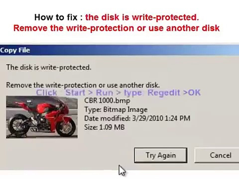 How to fix The disk is write-protected. Remove the write-protection or ...