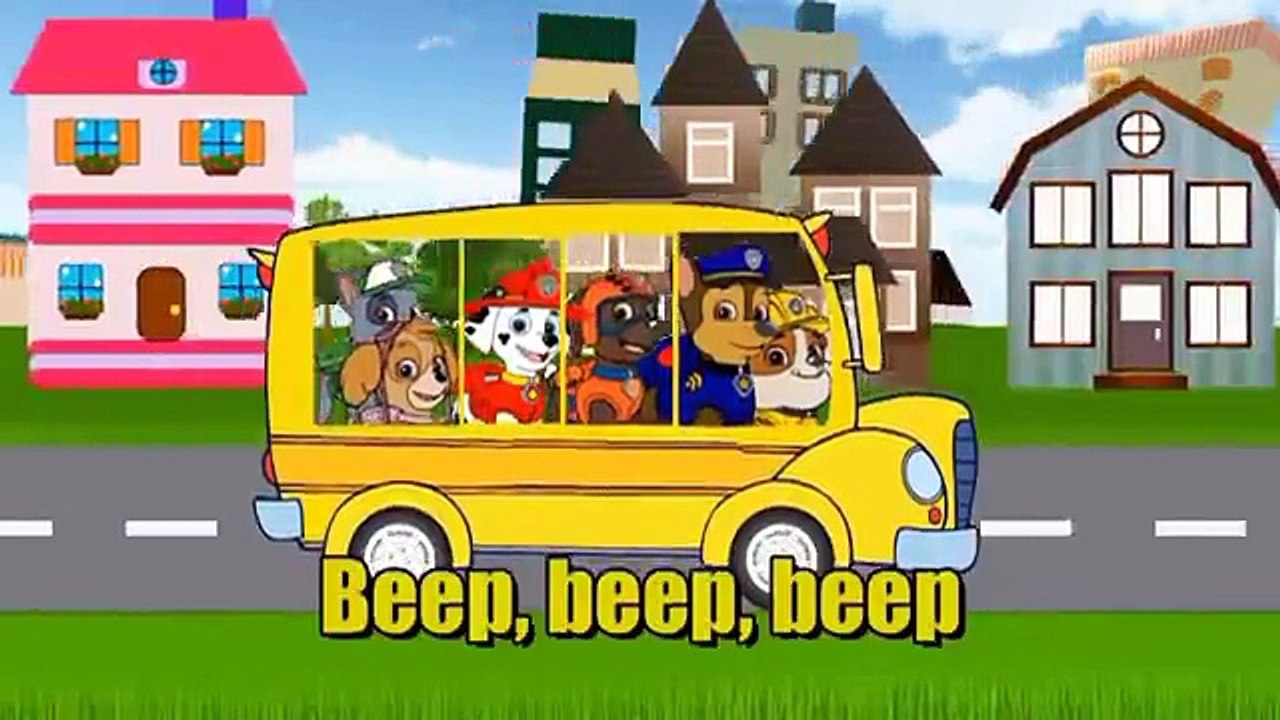 paw patrol cartoon Song Wheels on the Bus paw patron the Bus Song with ...