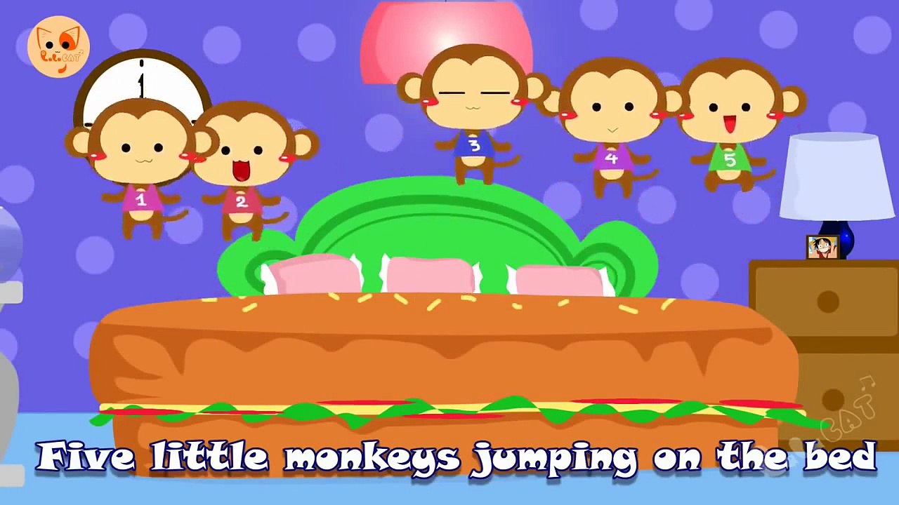 Five Little Monkeys Jumping On The Bed | Children Nursery Rhyme | Songs ...