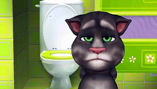 [My Talking Tom]Goes poo poo in the toilet - video dailymotion