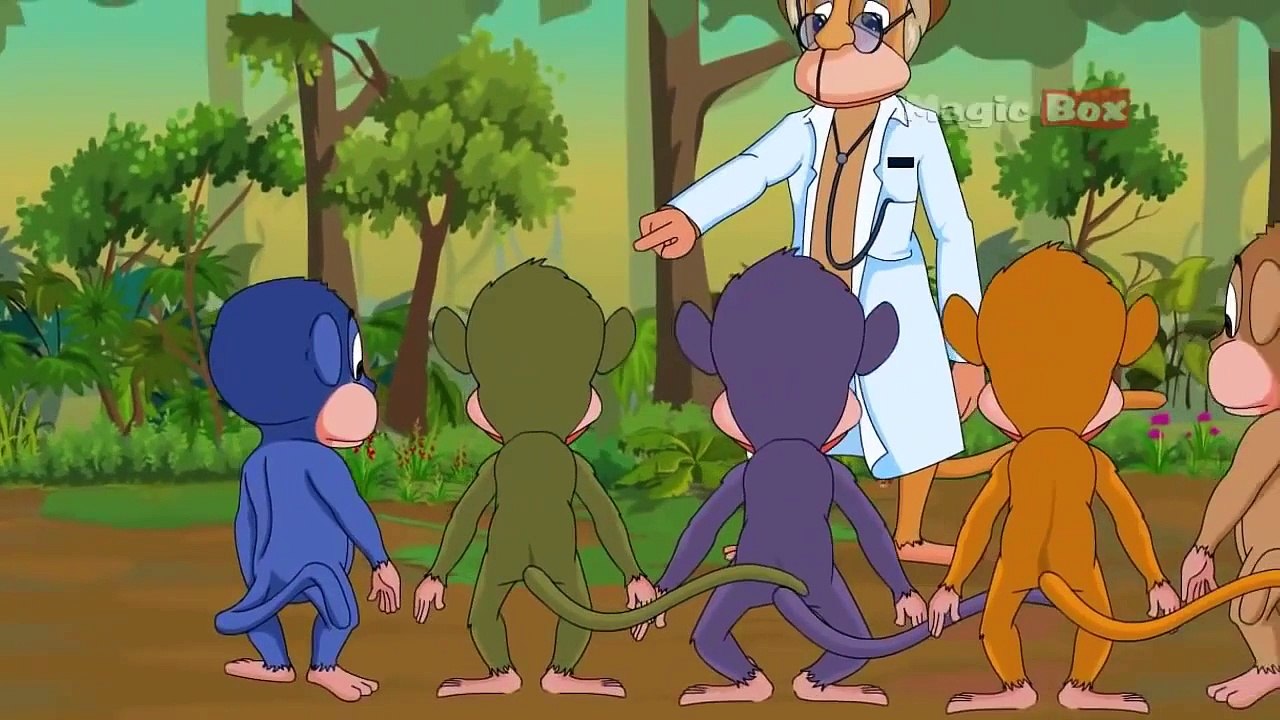 Five Little Monkeys Jumping on The Bed English Nursery Rhymes Cartoon ...