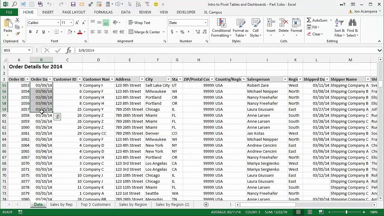 How To Create A Dashboard Using Pivot Tables And Charts In Excel Part