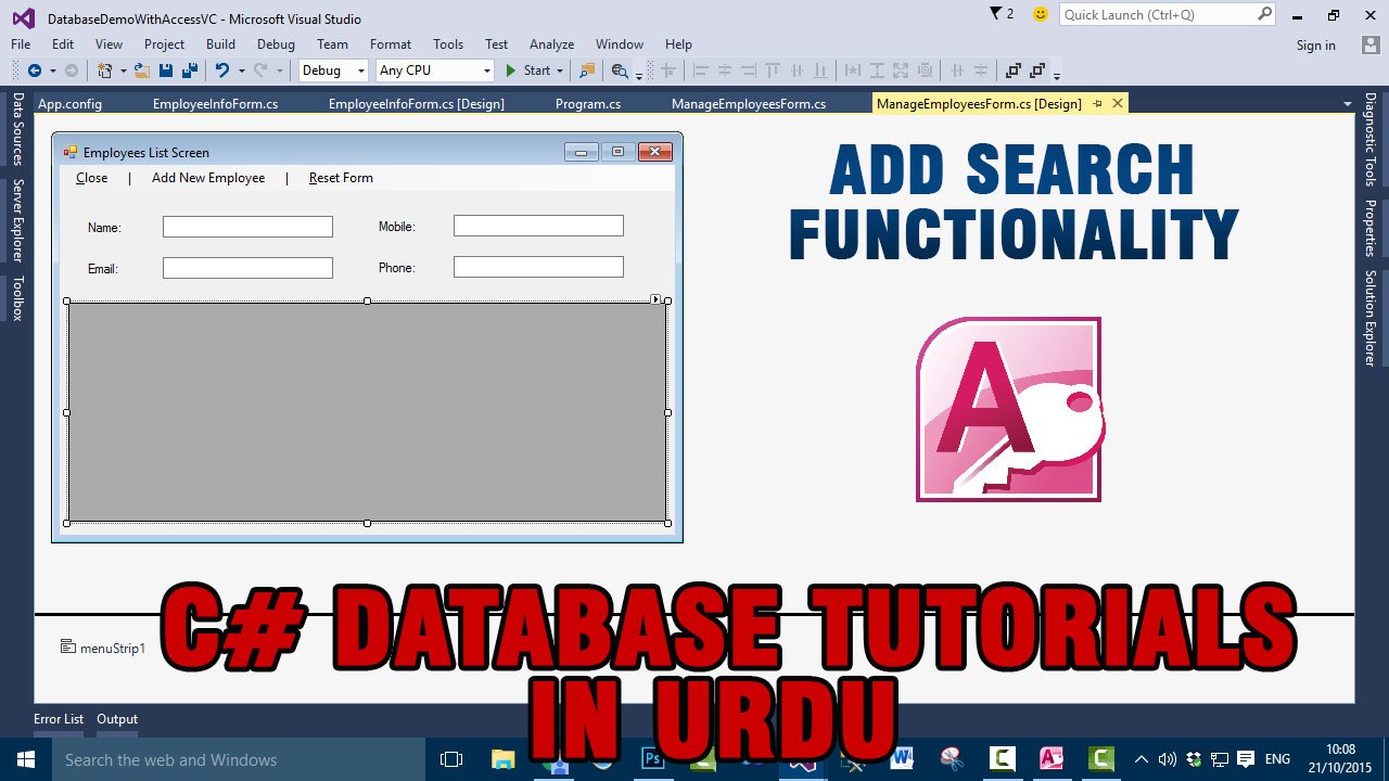 P(2) - C# Access Database Tutorials In Urdu - Add Search Functionality - video Dailymotion