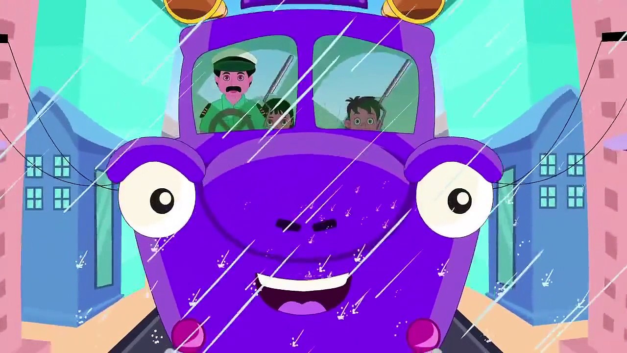 Purple Bus Wheels On The Bus Go Round English Nursery Rhymes For Kids ...