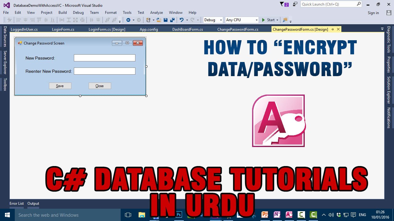 P(8) C# Access Database Tutorials In Urdu - How to Encrypt Data/Password - video Dailymotion