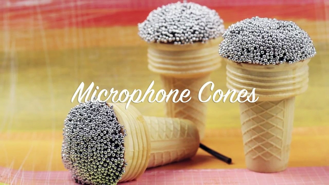 Make GLEE MICROPHONE cone cupcakes Wireless Mic Singing or disco theme ...