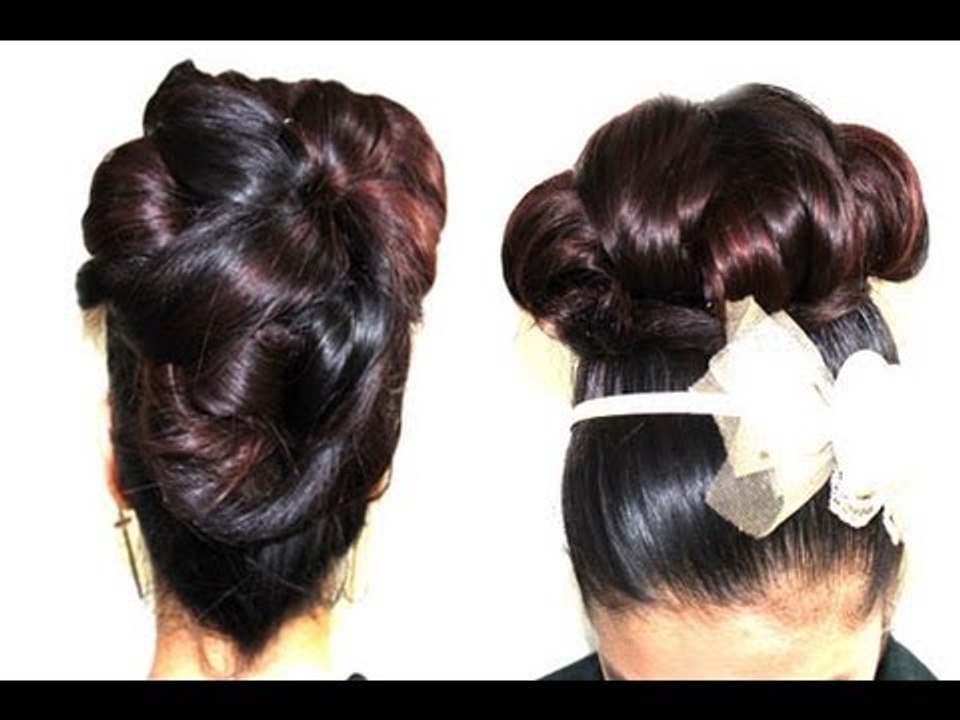 Elegant Big bun Updo for Prom/ Wedding Updo No heat hairstyle - video ...