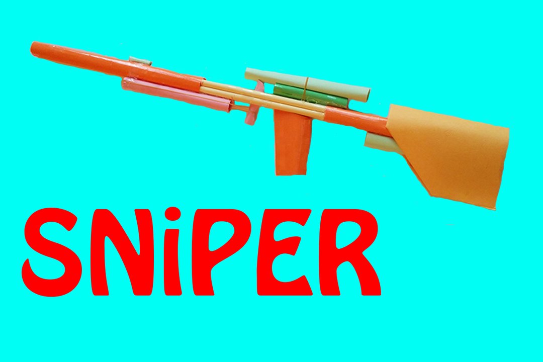 How to make a paper sniper rifle that shoots - rubber band paper gun ...
