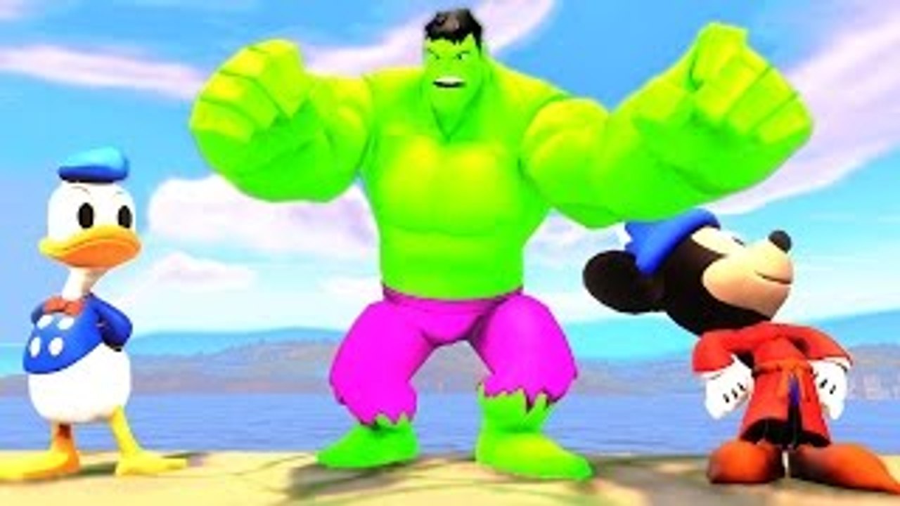CRAZY HULK & Mickey Mouse s Car with Donald Duck Battle Race in HD ...