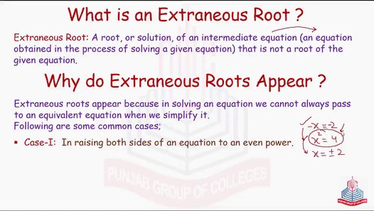 What is an Extraneous Root? why do Extraneous Roots appear - video ...