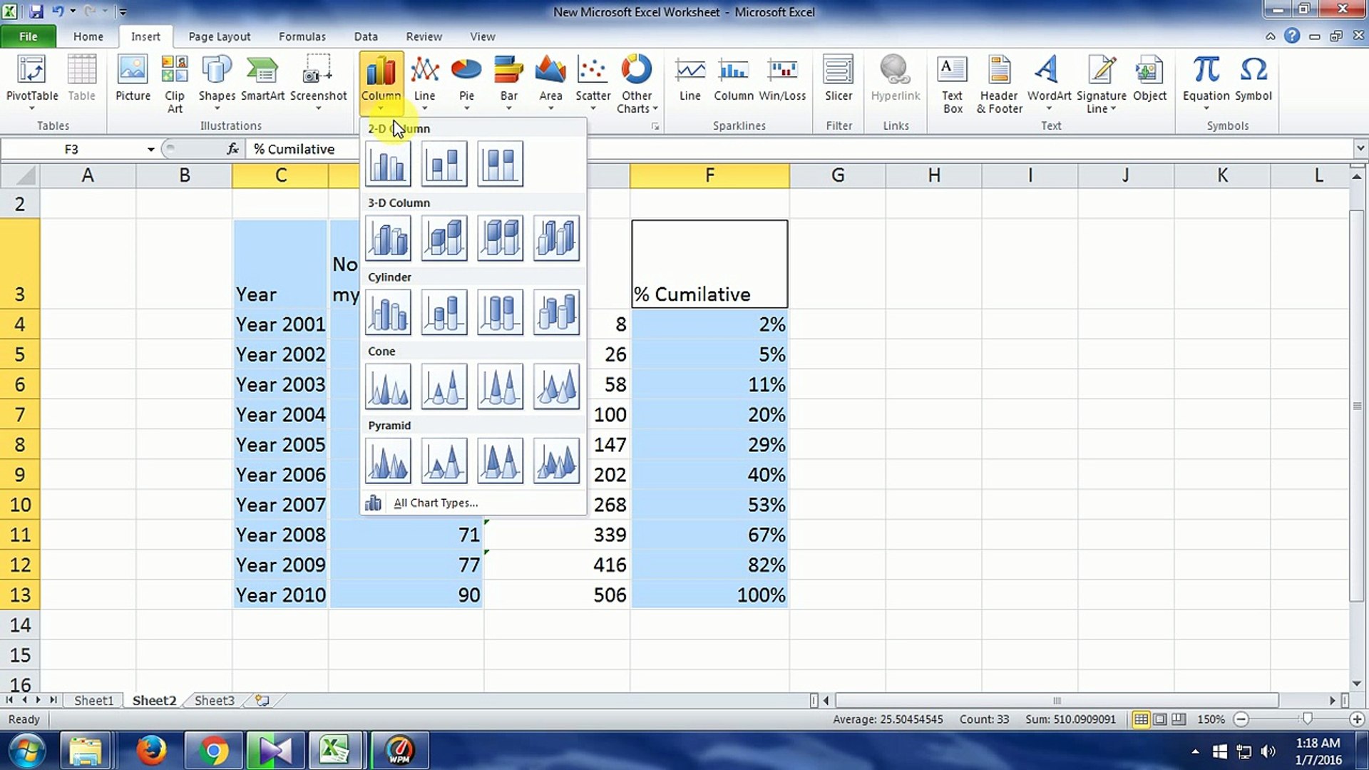 Histogram Excel 2010