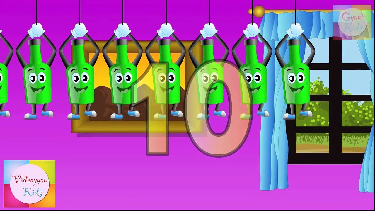 Ten Green Bottles(10 Green Bottles) Nursery Rhyme | Kids Animation ...