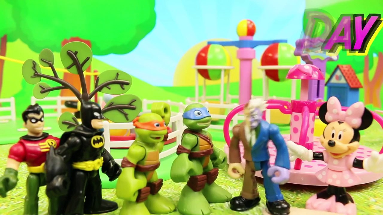 Batman and Ninja Turtles Superheroes Help Minnie Mouse Being Menaced by ...