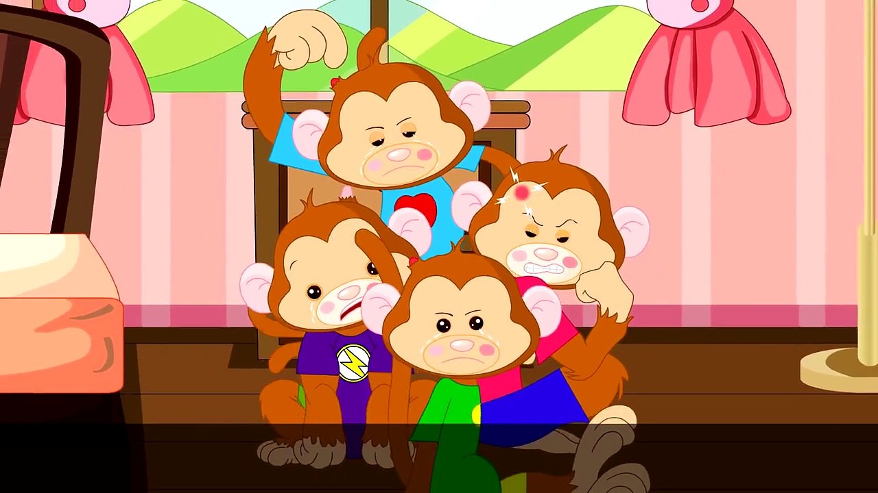 Five little monkeys jumping on the bed nursery rhyme - Dailymotion Video