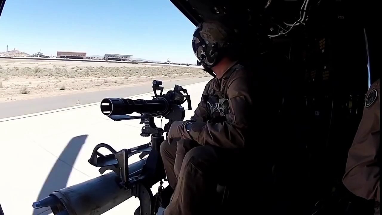 Helicopter Minigun in Action Firing Shooting Training Video Chopper ...
