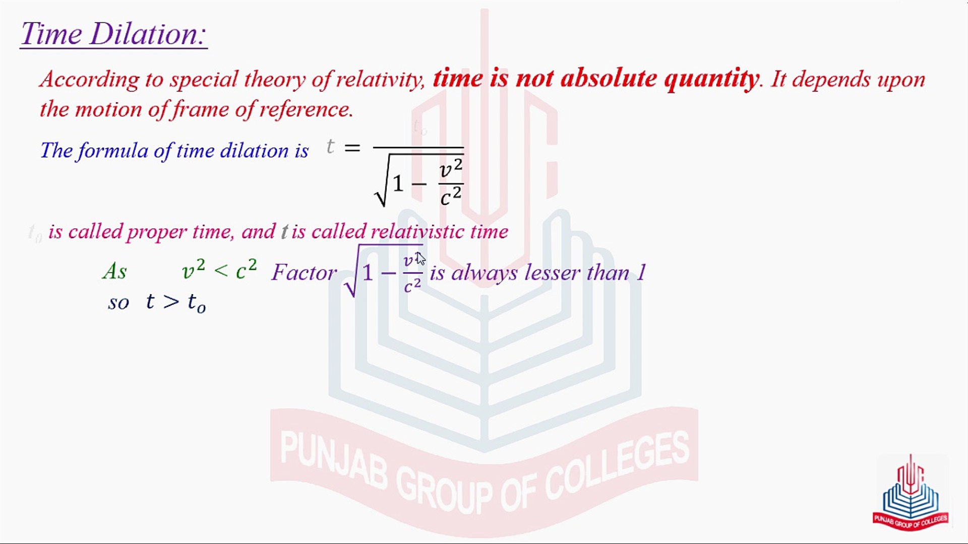 General Relativity Time Dilation Formulas