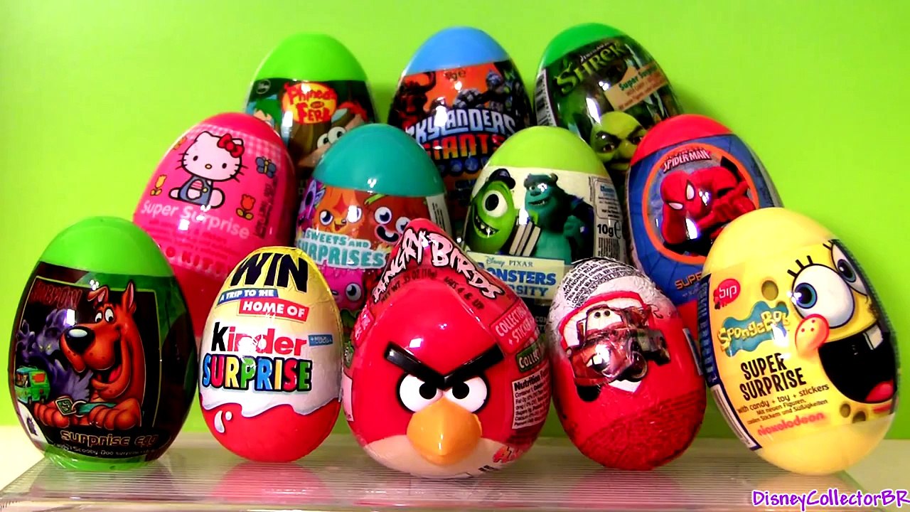 Angry Birds 12 Toy Surprise SHREK CARS MOSHI Spongebob Spiderman Disney ...