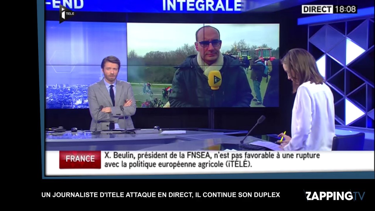 ITélé : Un journaliste agressé en plein direct, il continue son duplex ...