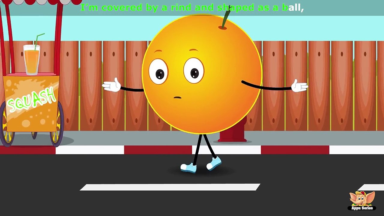 Orange Fruit Rhyme for Children, Orange Cartoon Fruits Song for Kids ...