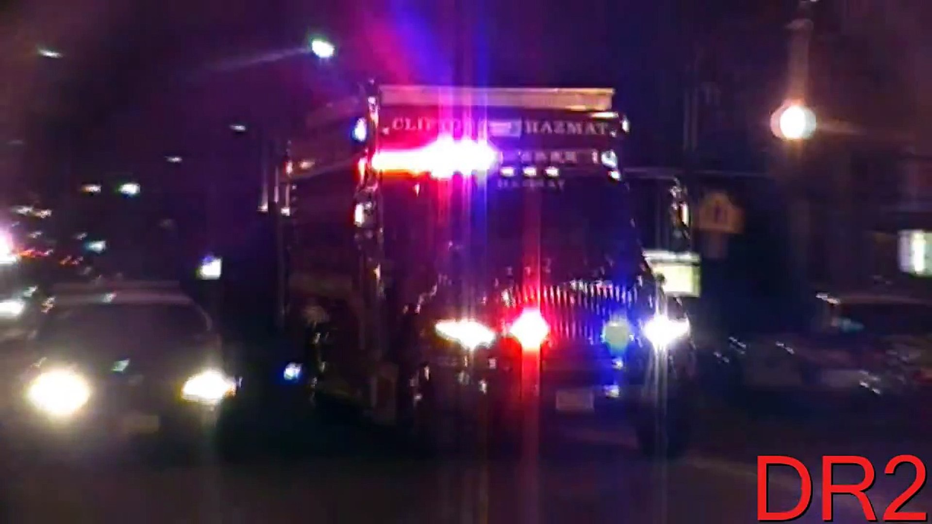 Fire Trucks Responding At Night